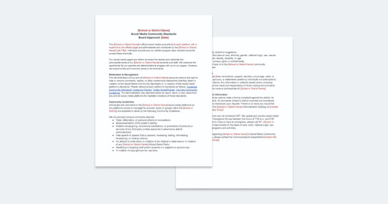 School Social Media Community Standards Template | Class Intercom