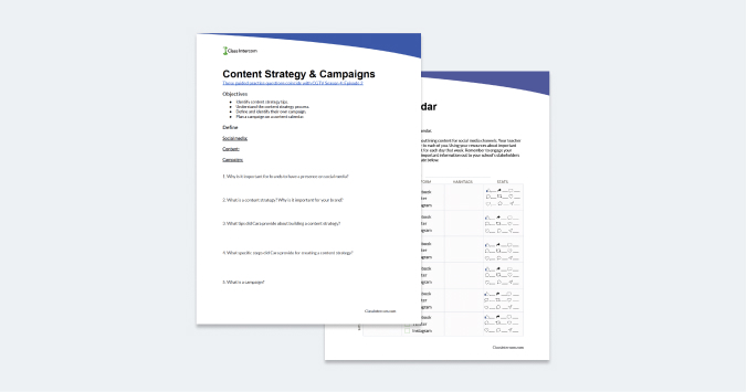 Content Strategy & Campaigns Worksheet | Class Intercom